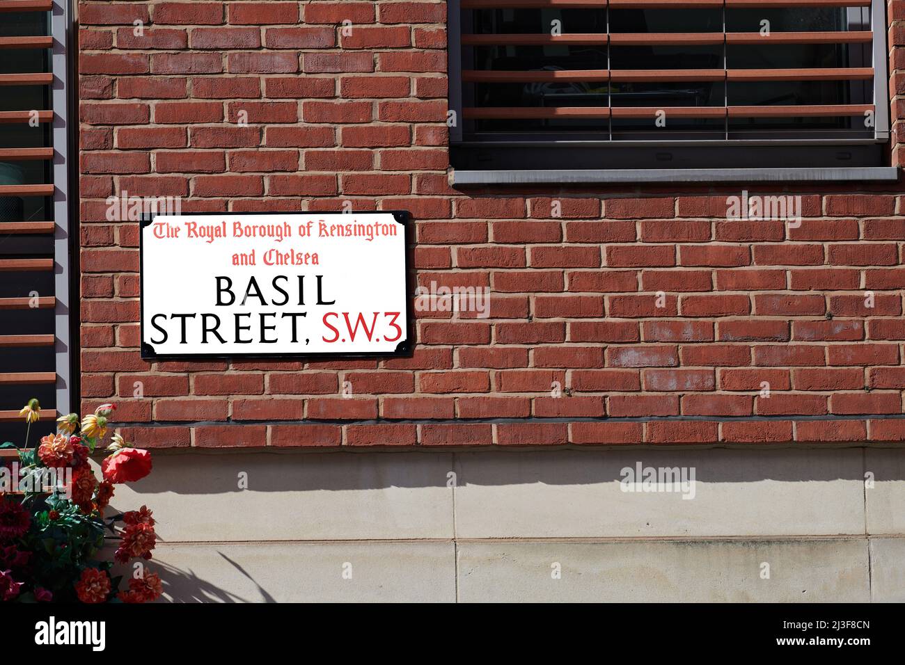 Street sign for Basil Street, Royal Borough of Kensington and Chelsea ...