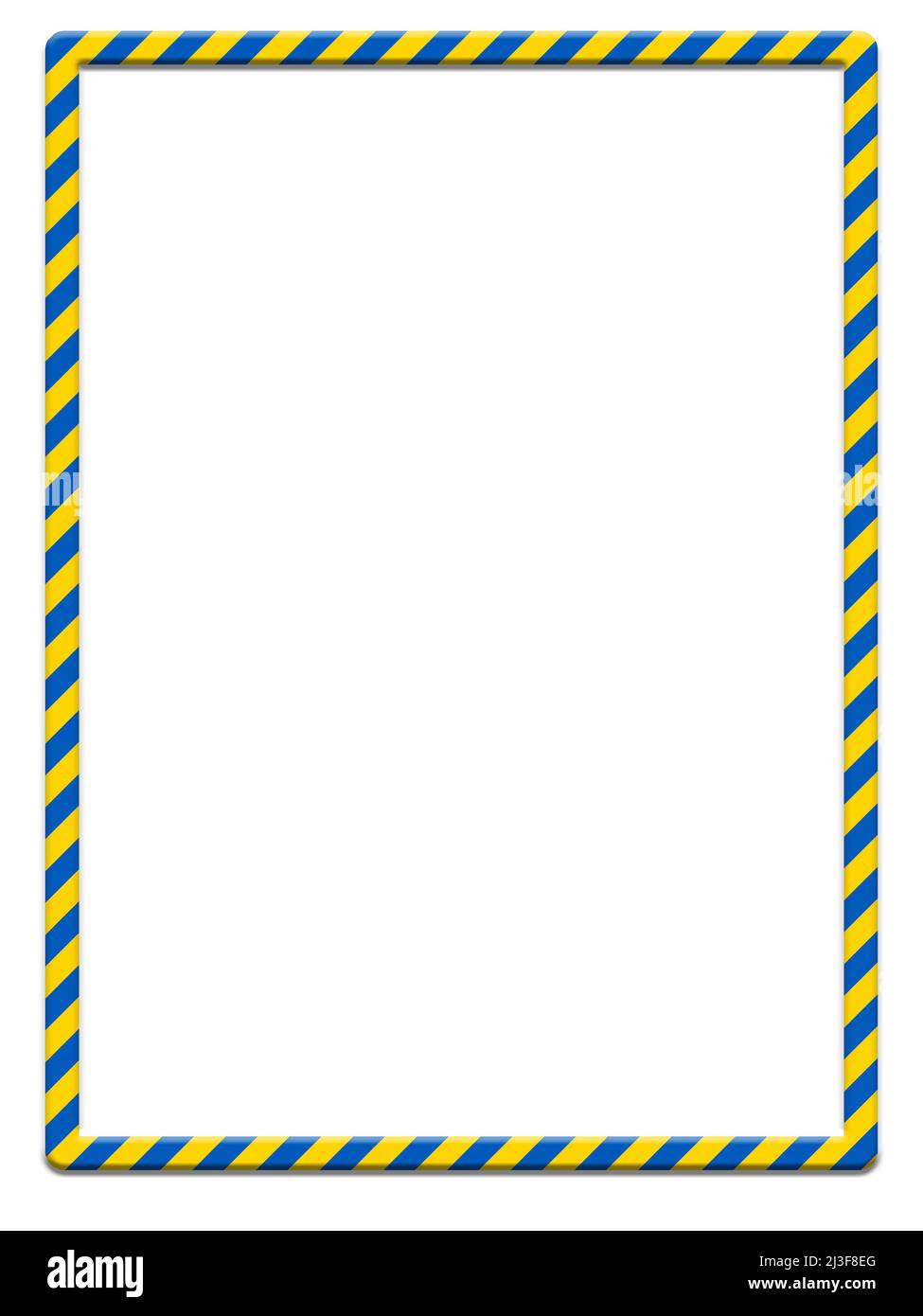 Stand with Ukraine: frame made of stripes of Ukrainian flag over white ...
