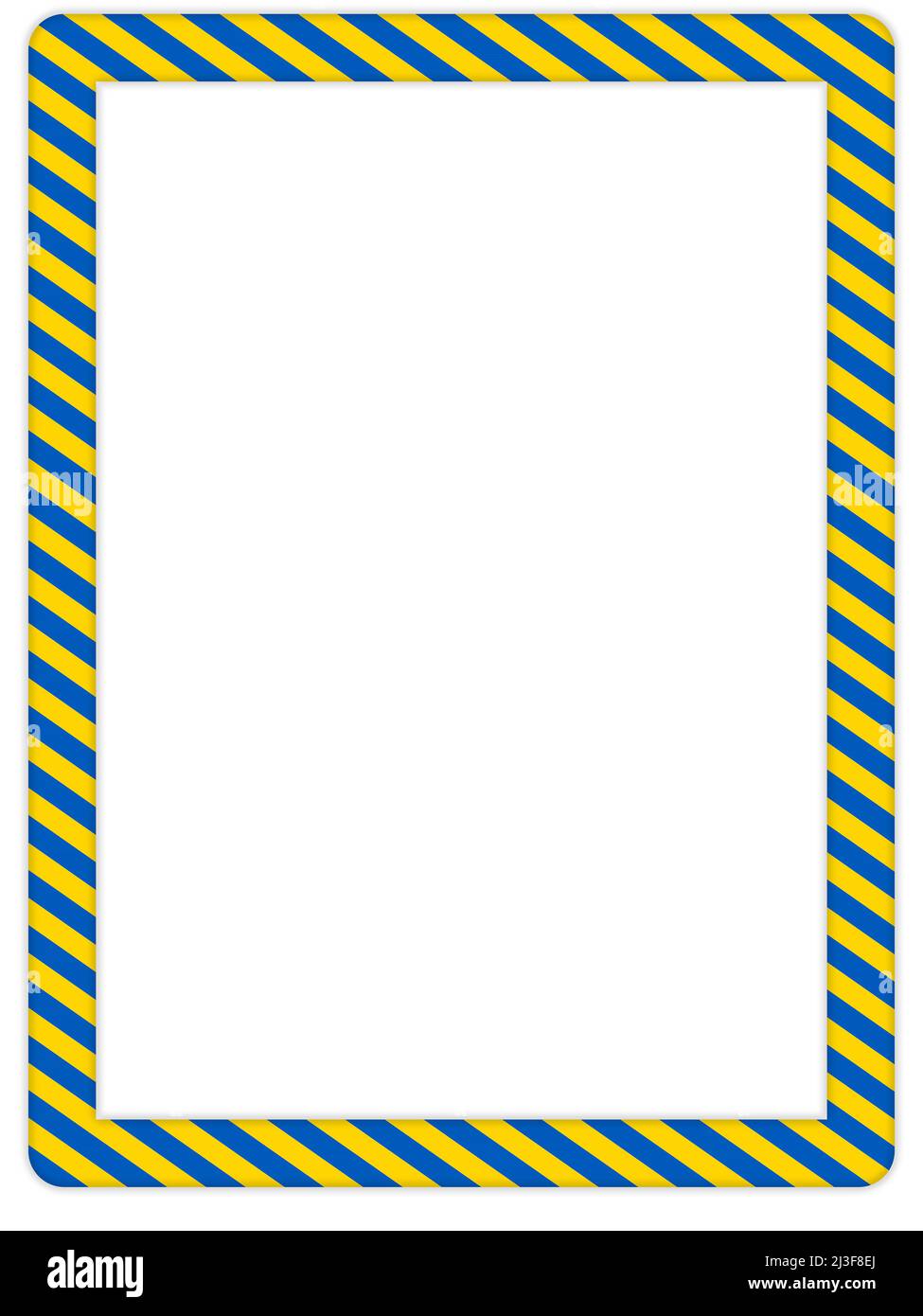 Stand with Ukraine: frame made of stripes of Ukrainian flag over white ...