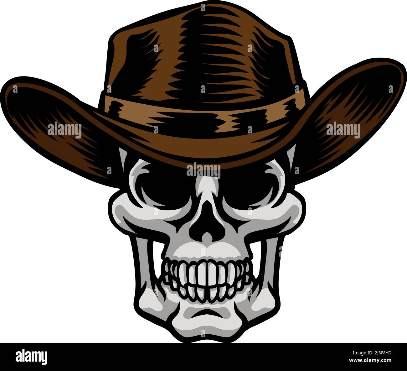 Skull Cowboy Hat Grim Reaper Cartoon Stock Vector Image & Art - Alamy