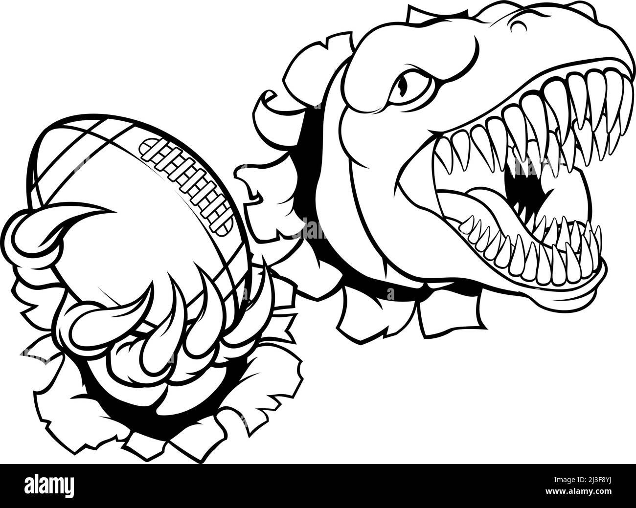 Dinosaur American Football Animal Sports Mascot Stock Vector Image ...