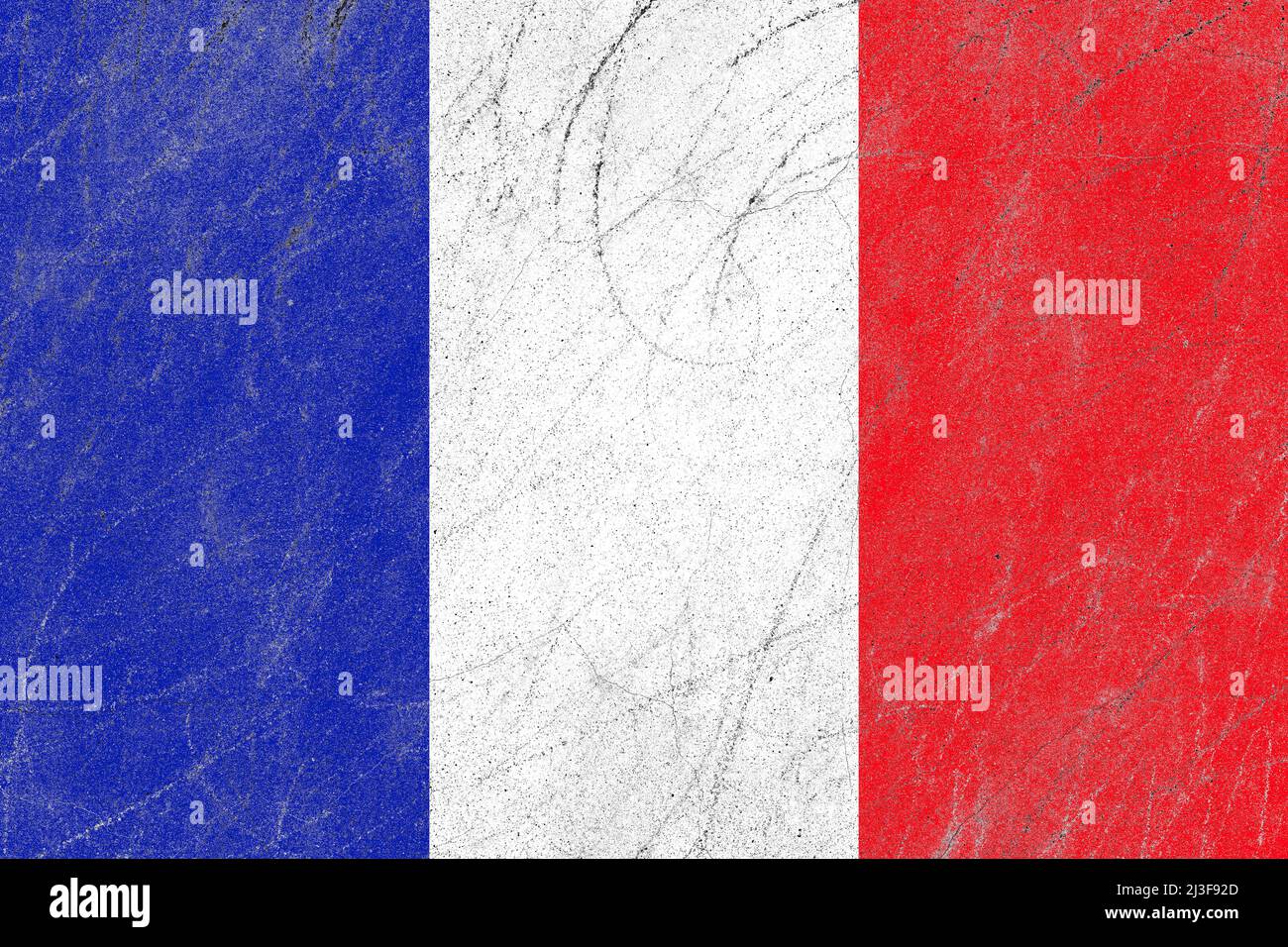 Rustic france flag on an old scratched concrete wall surface Stock ...