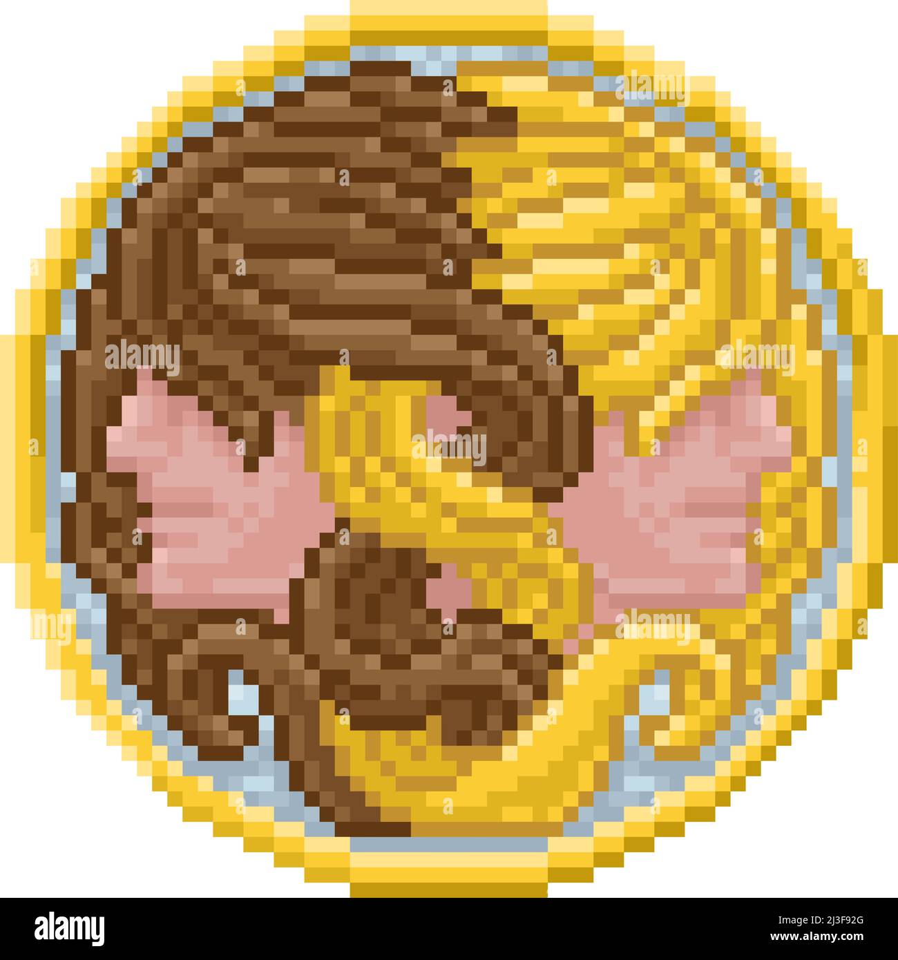 Zodiac Horoscope Astrology Gemini Pixel Art Sign Stock Vector Image ...