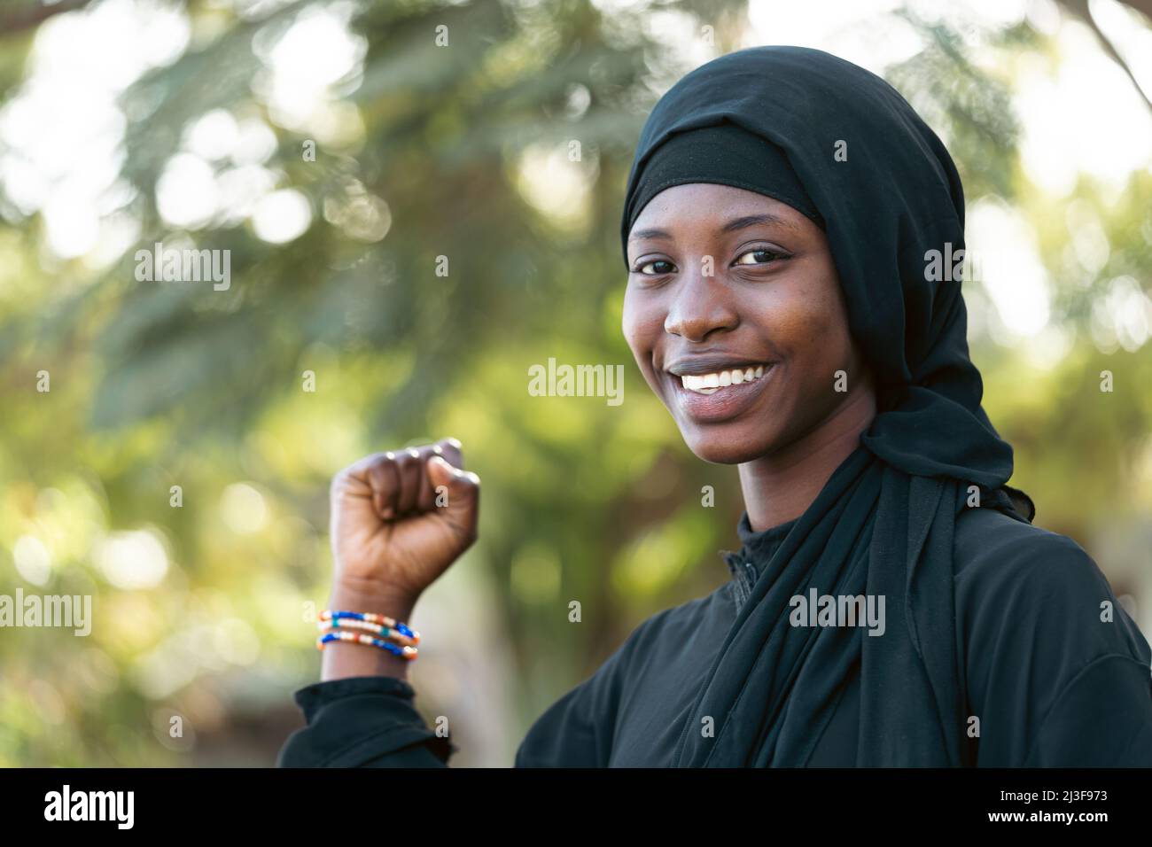 Black African beauty celebrating life with a radiant smile on her face ...