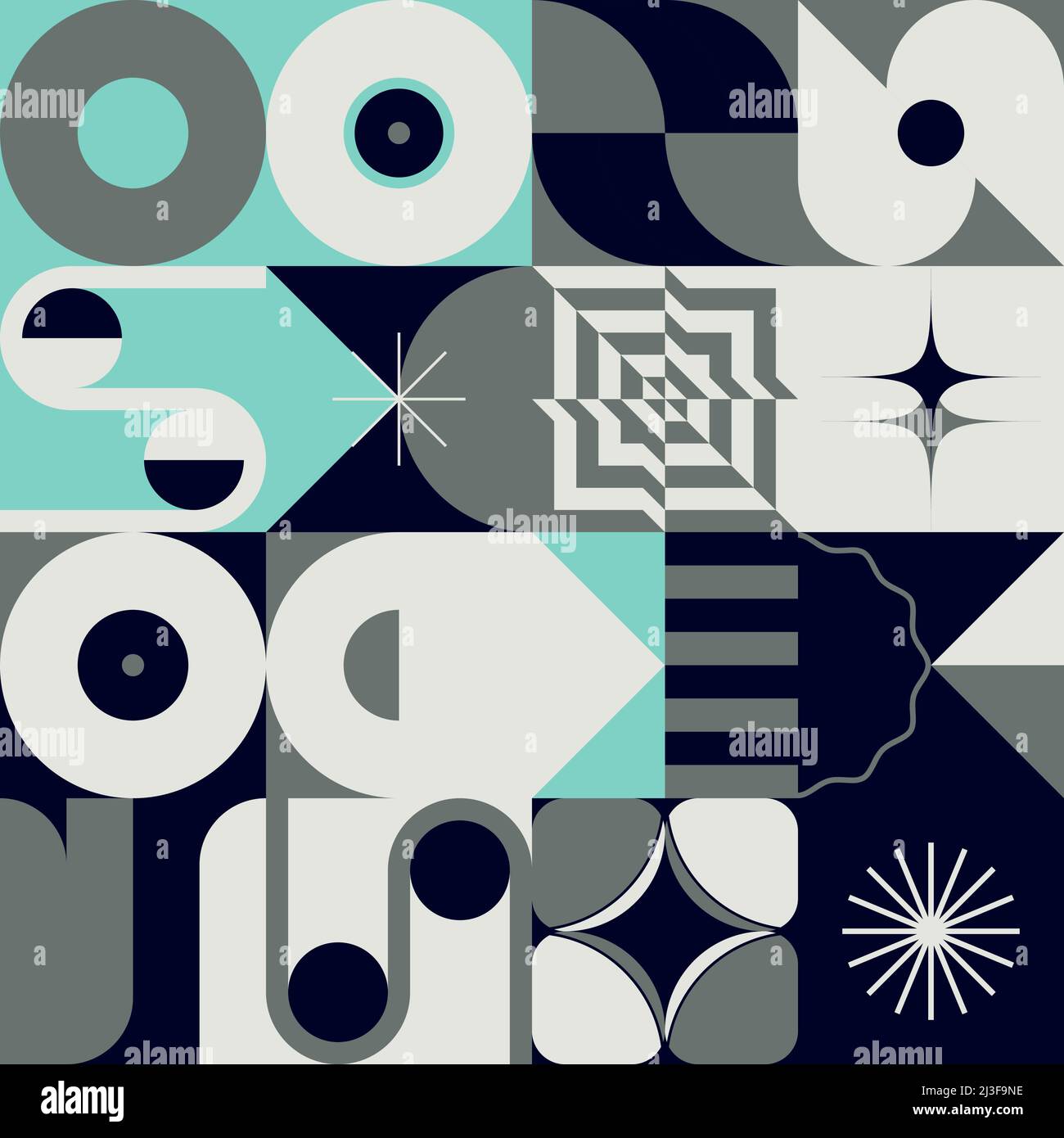 Retro Future Art inspired vector pattern artwork made with abstract ...
