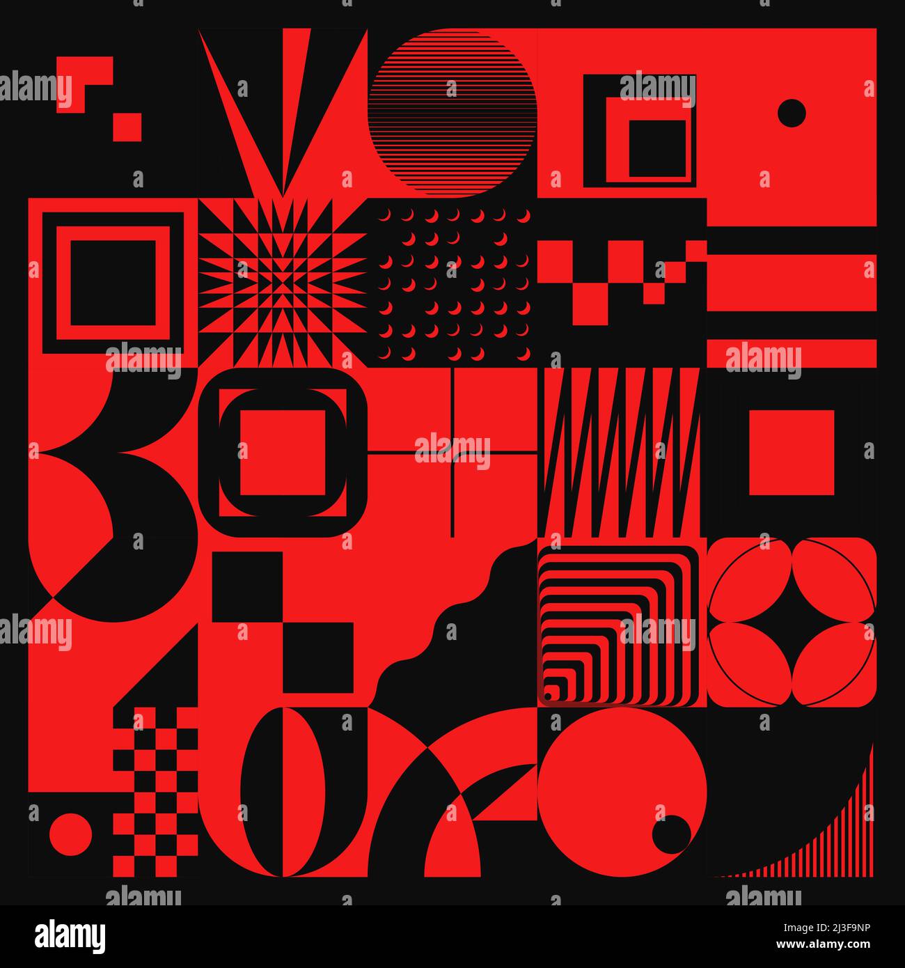 Brutalist Art inspired vector pattern artwork made with abstract ...