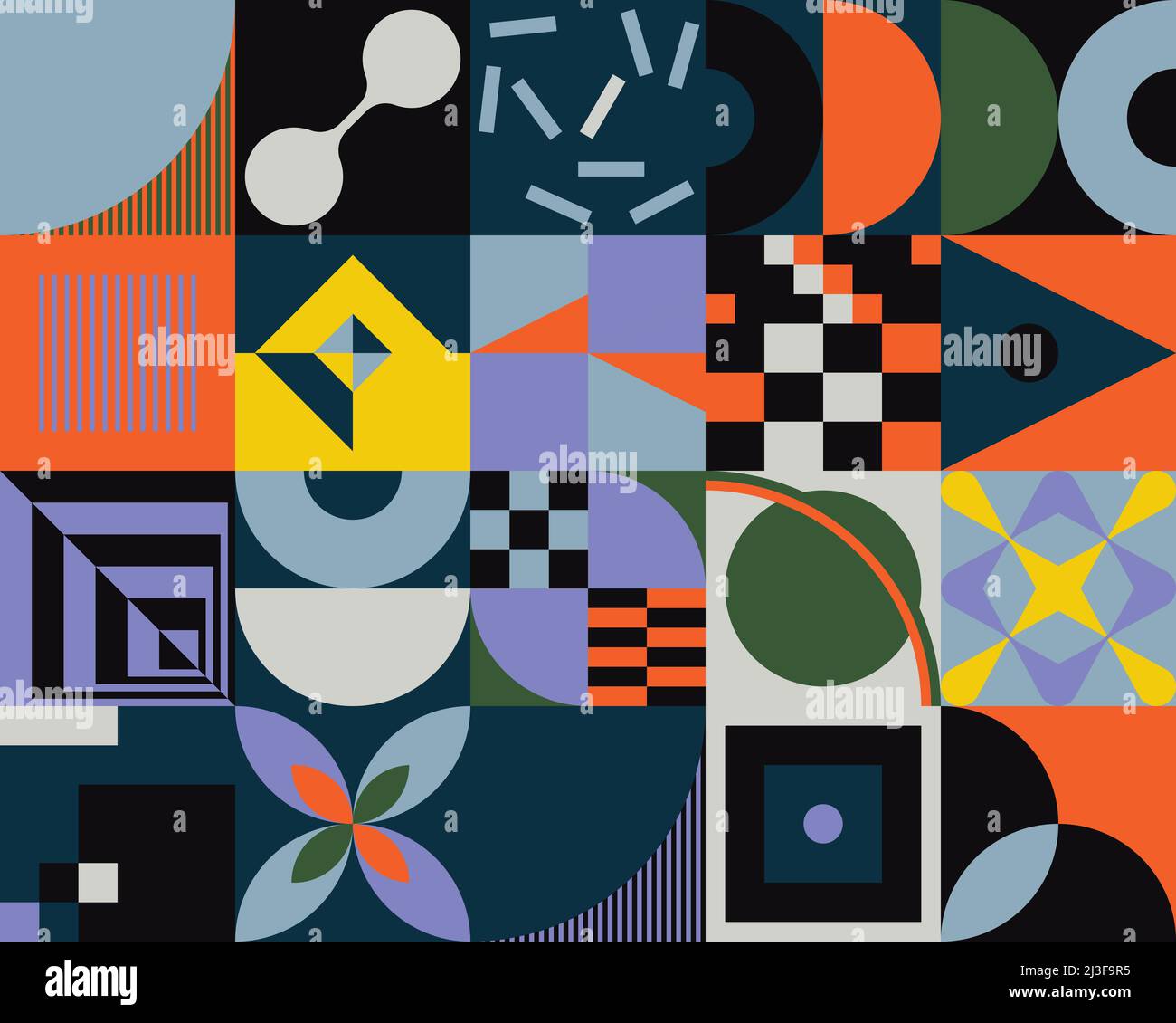 Neo-Geo vector pattern graphics artwork inspired by abstract modernist ...