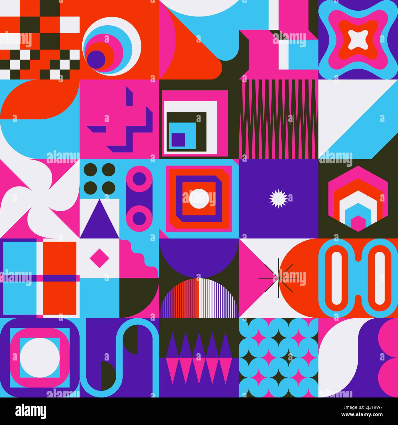 Retro Future Art inspired vector pattern artwork made with abstract ...