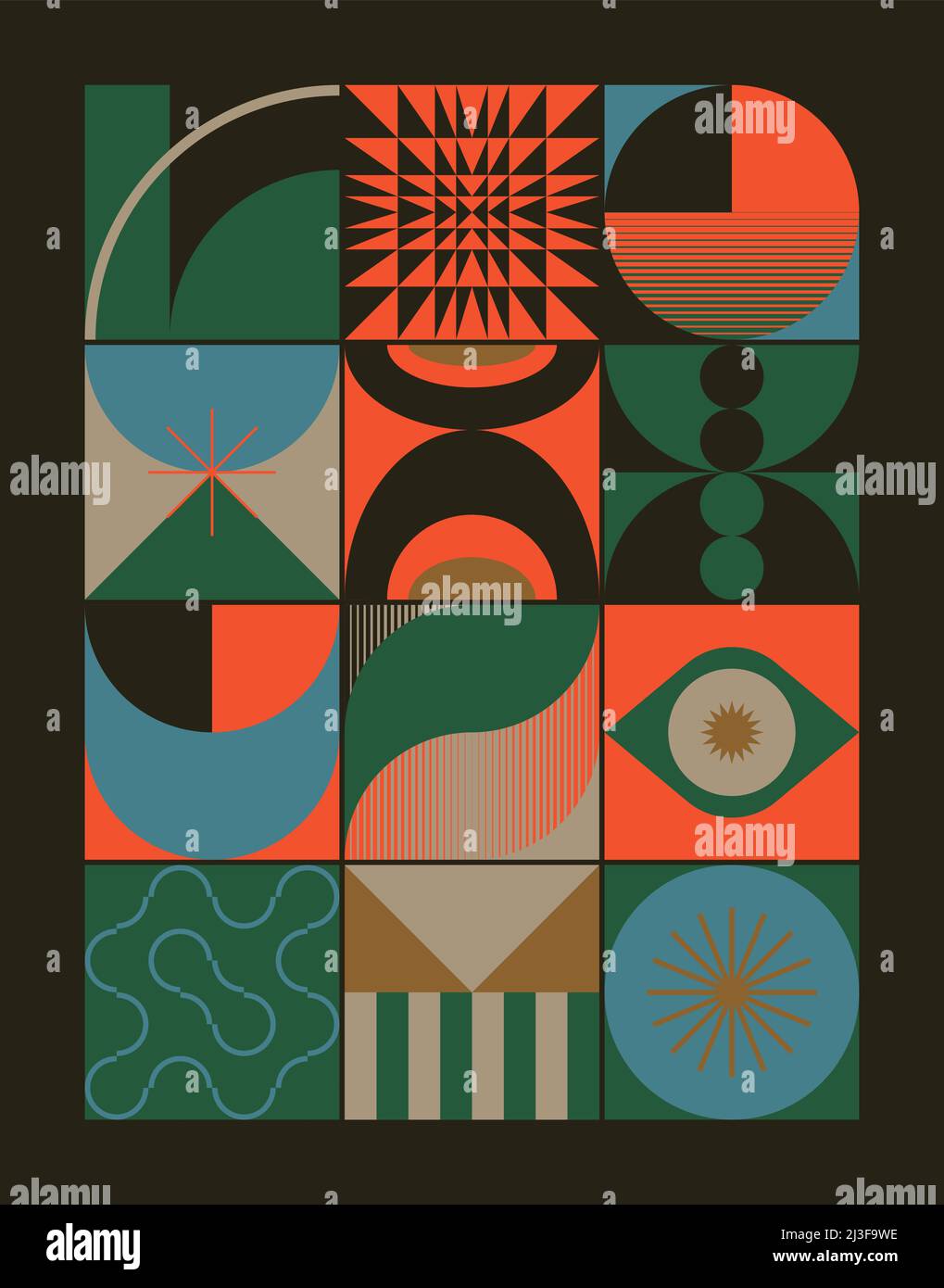 Modern Art pattern inspired by Bauhaus design made with abstract ...