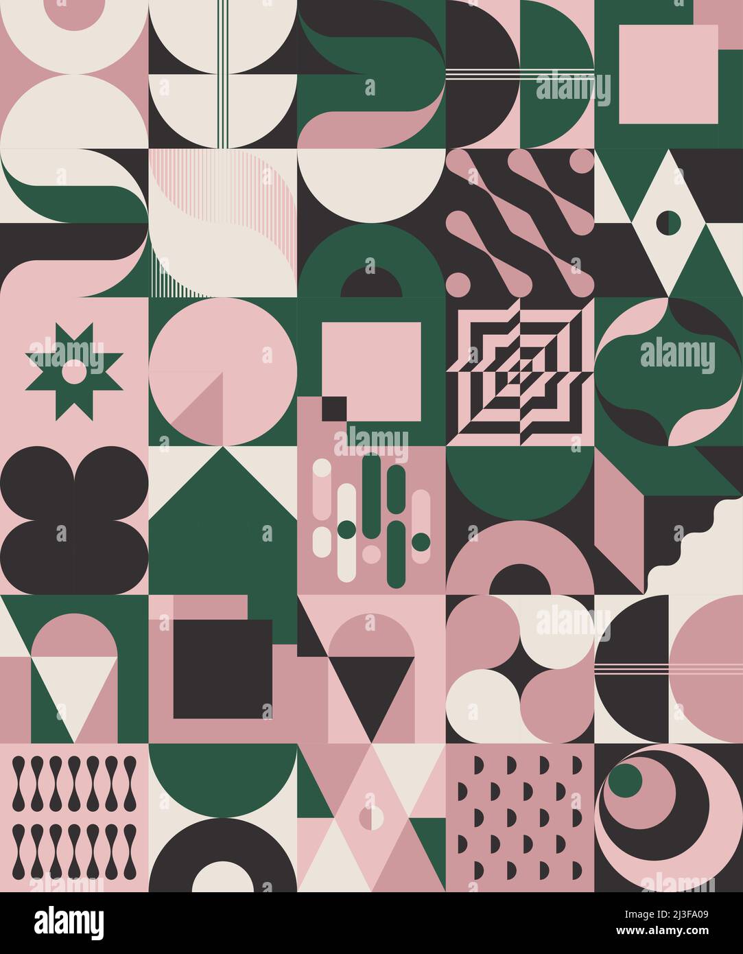 Swiss Art inspired vector pattern artwork made with abstract geometric ...