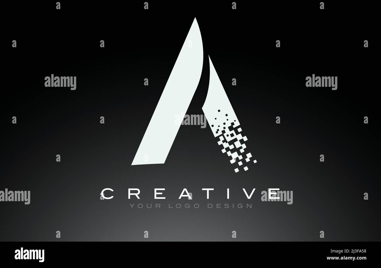 A Initial Letter Logo Design with Digital Pixels in Black and White ...