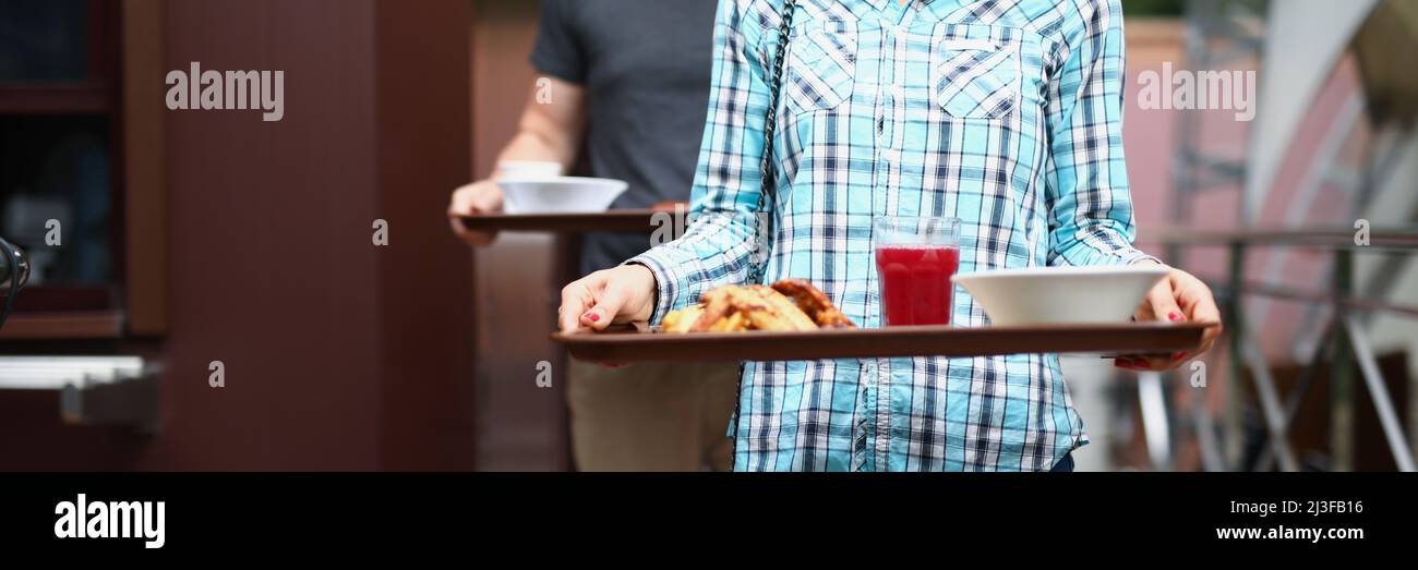 Couple meet cafeteria hi-res stock photography and images - Alamy
