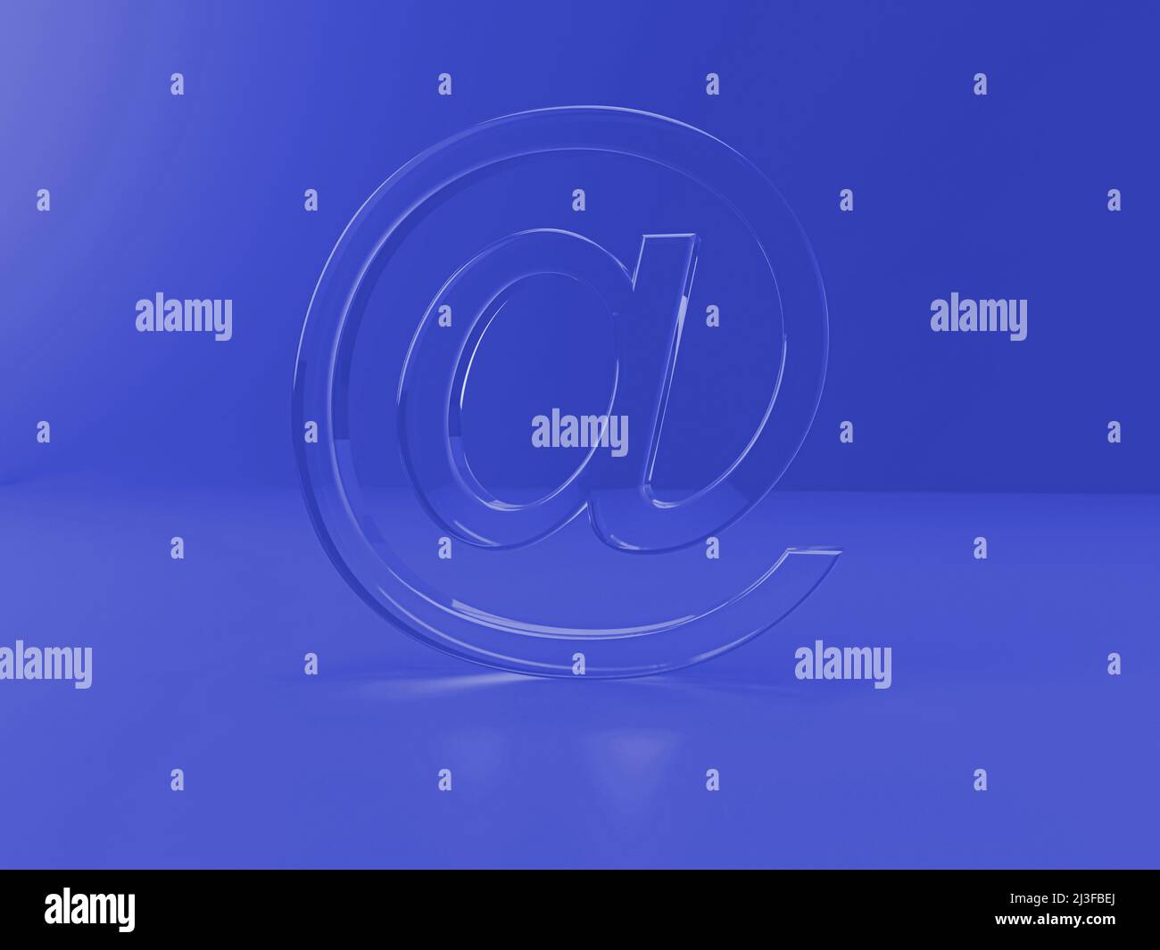 at symbol for email address as a gel-like 3d rendering in blue colored ...