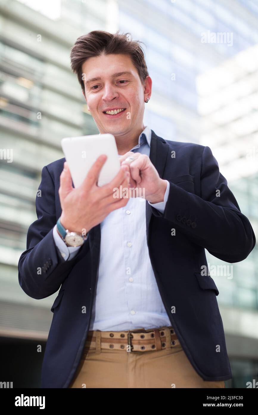 Advanced user of high modern technology Stock Photo - Alamy
