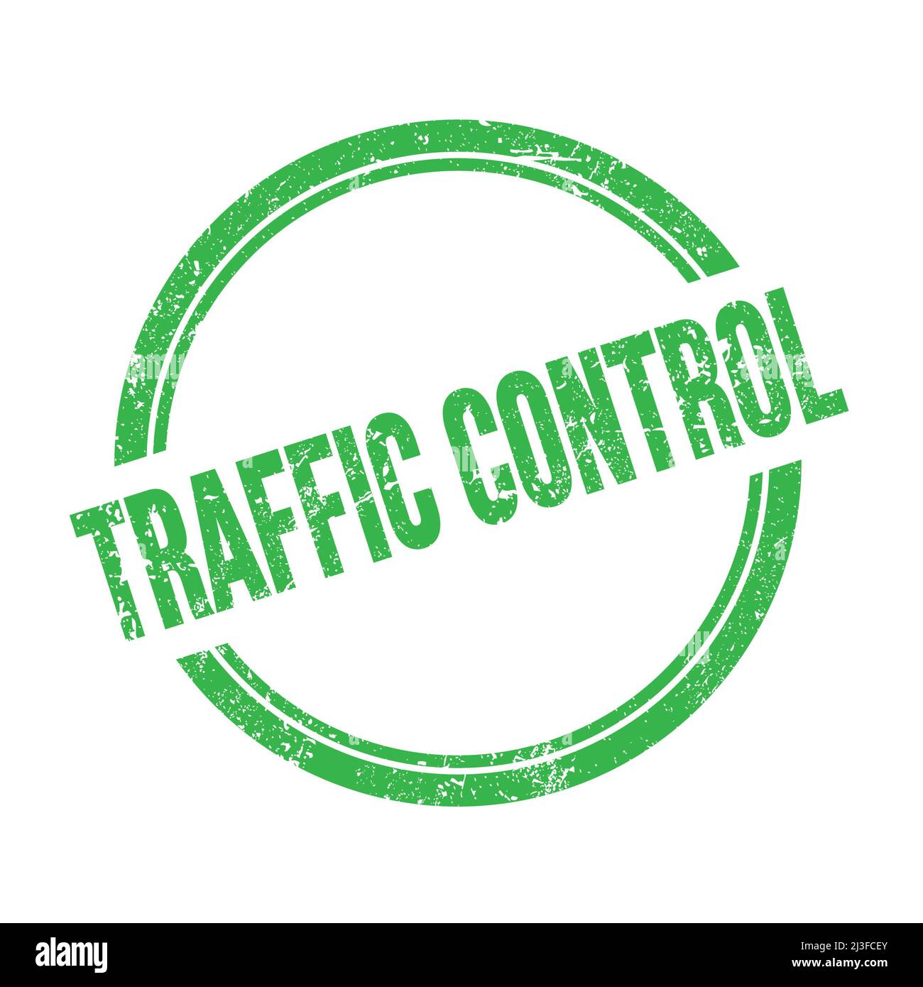 TRAFFIC CONTROL text written on green grungy vintage round stamp Stock ...