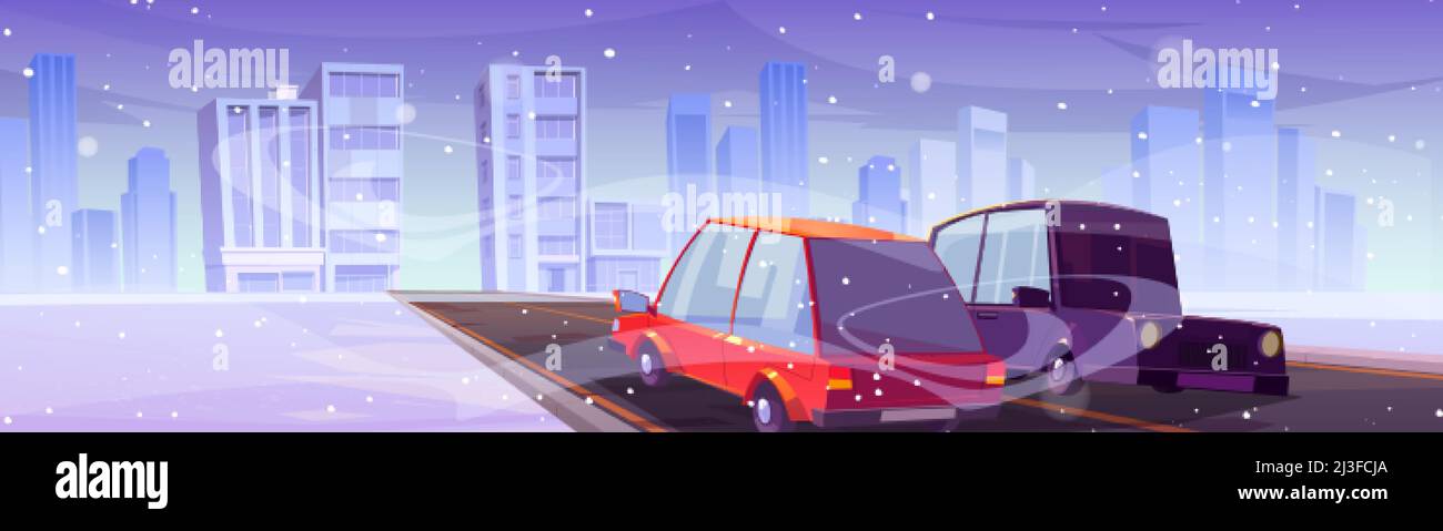 Snow falling on cars Stock Vector Images - Alamy