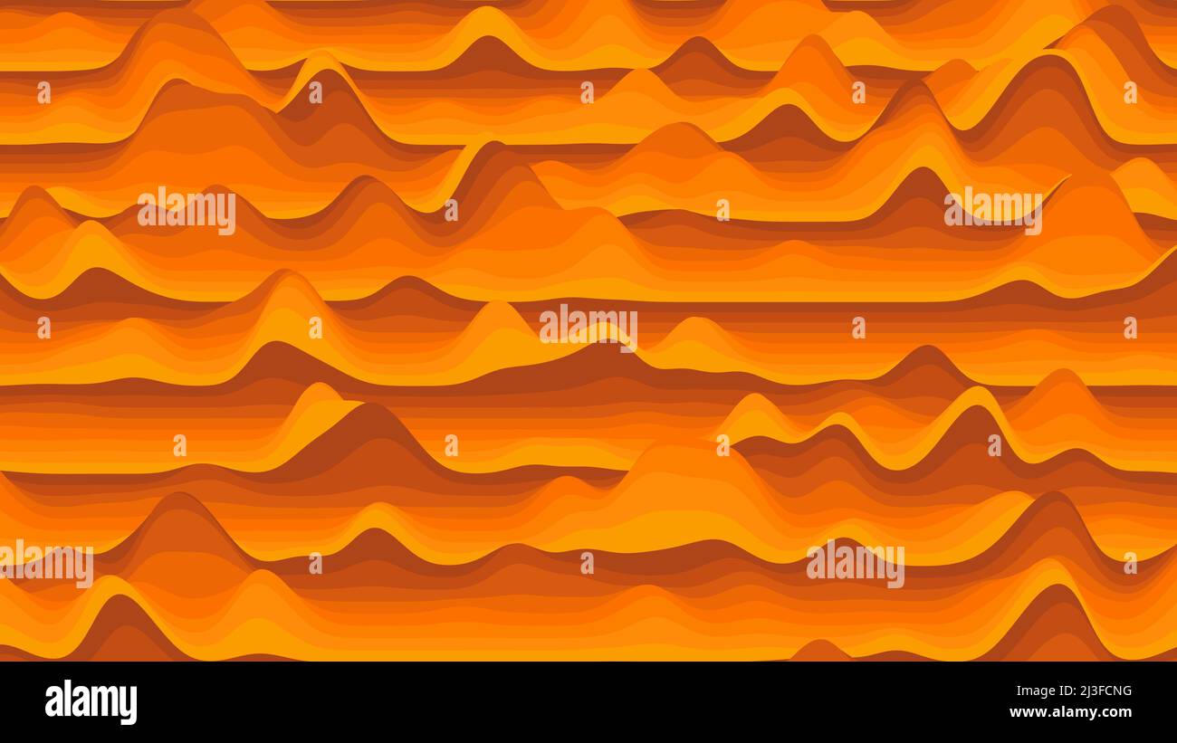 Retro orange stripes distorted backdrop. Procedural vintage ripple ...