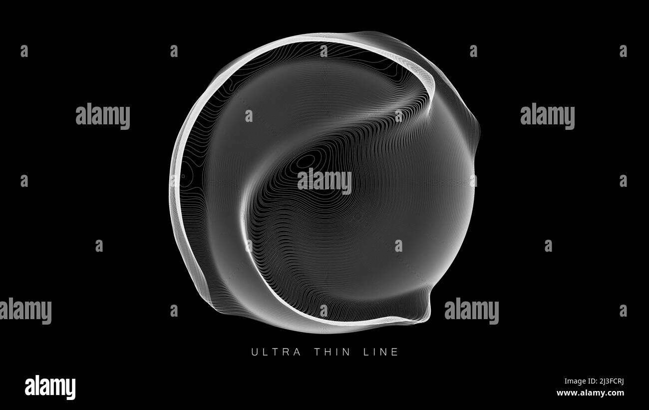 Ultra thin line fluid geometry. Dynamic vector distorted spheres Stock ...