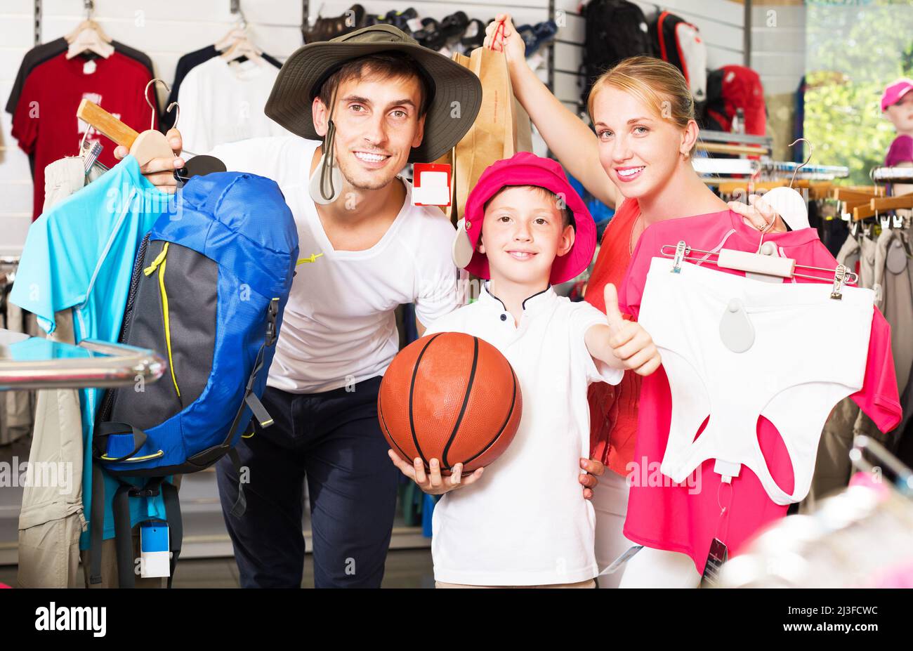 Family picking various items Stock Photo - Alamy