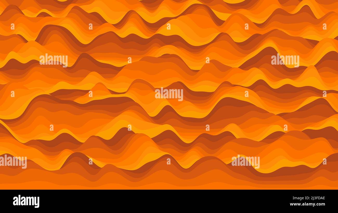 Retro orange stripes distorted backdrop. Procedural vintage ripple ...