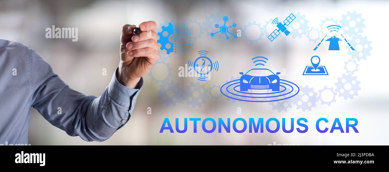 Man drawing an autonomous car concept Stock Photo - Alamy