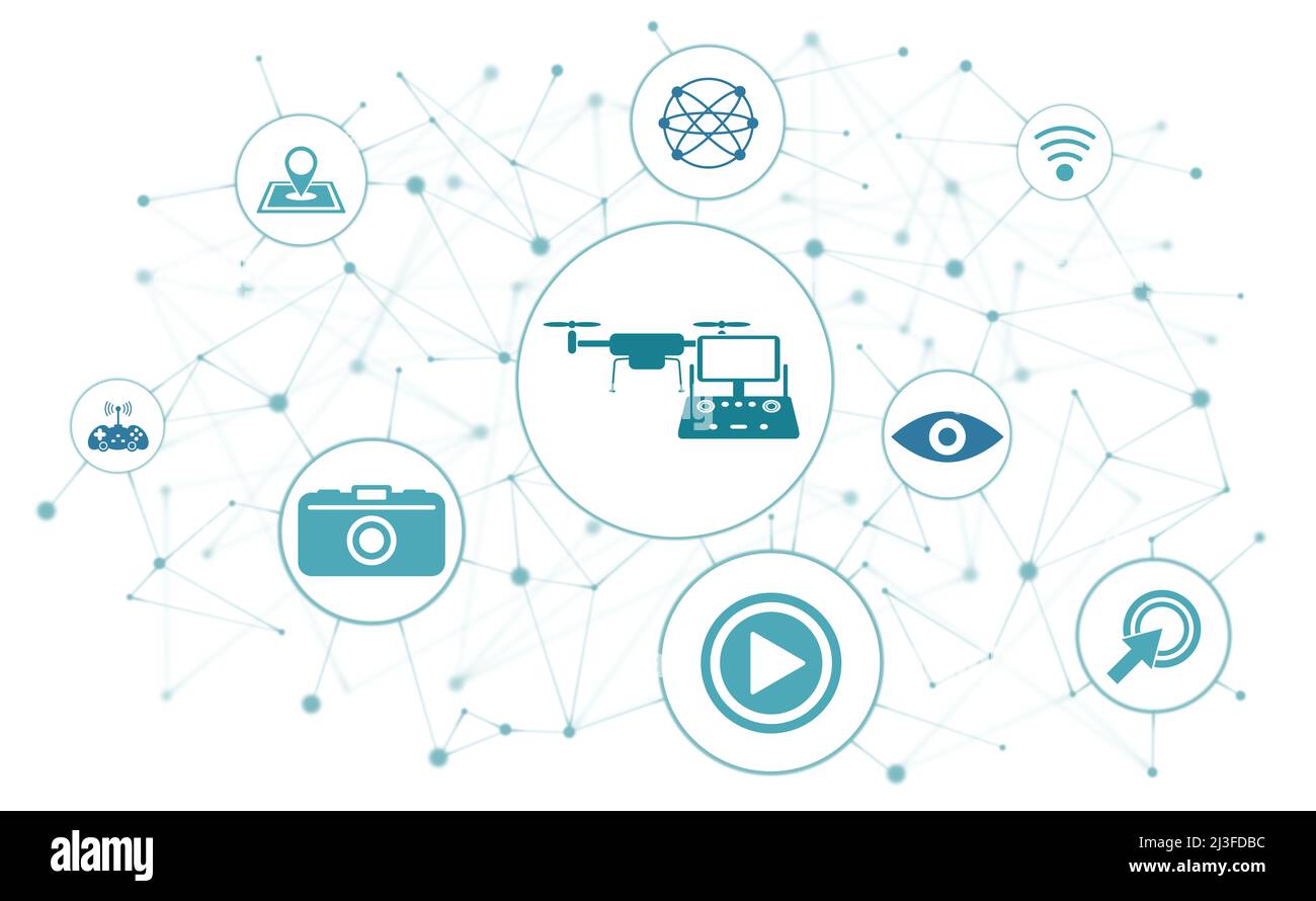Concept of drone with connected icons Stock Photo - Alamy