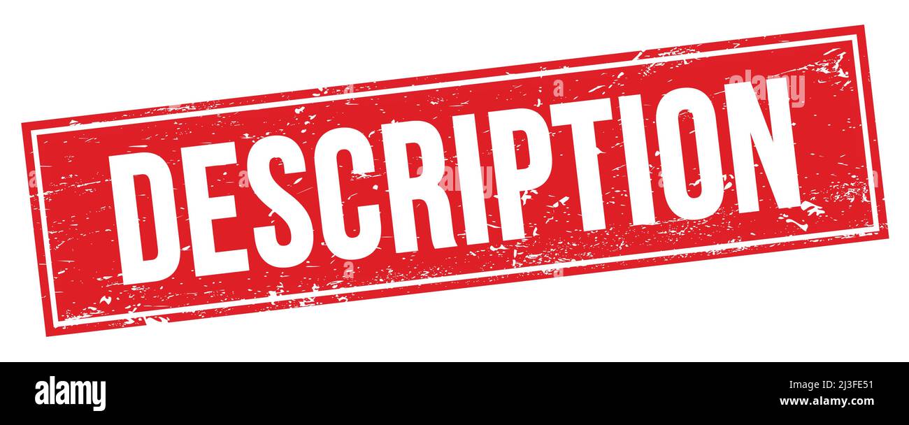 DESCRIPTION text on red grungy rectangle stamp sign Stock Photo - Alamy
