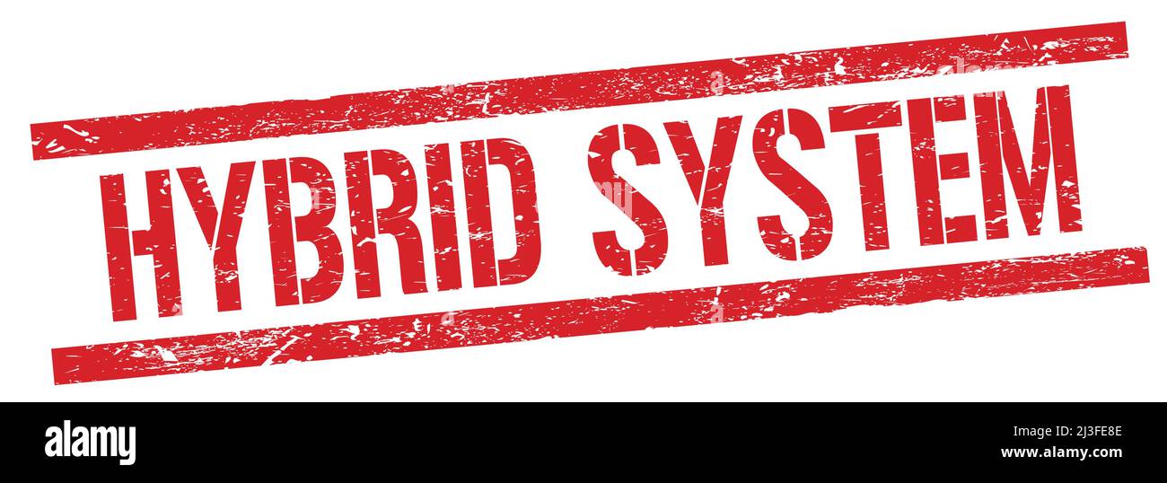 HYBRID SYSTEM text on red grungy rectangle stamp sign Stock Photo - Alamy