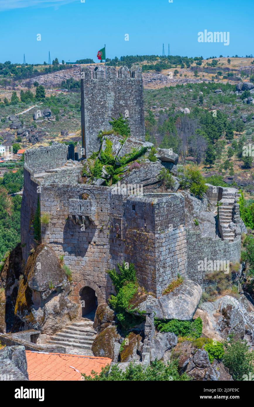 Aerial view of castle in Portuguese town Sortelha Stock Photo - Alamy