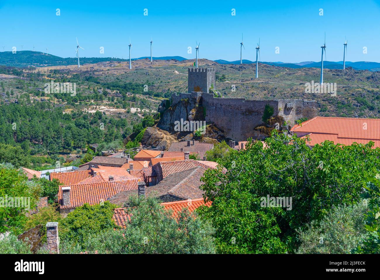 Aerial view of castle in Portuguese town Sortelha Stock Photo - Alamy
