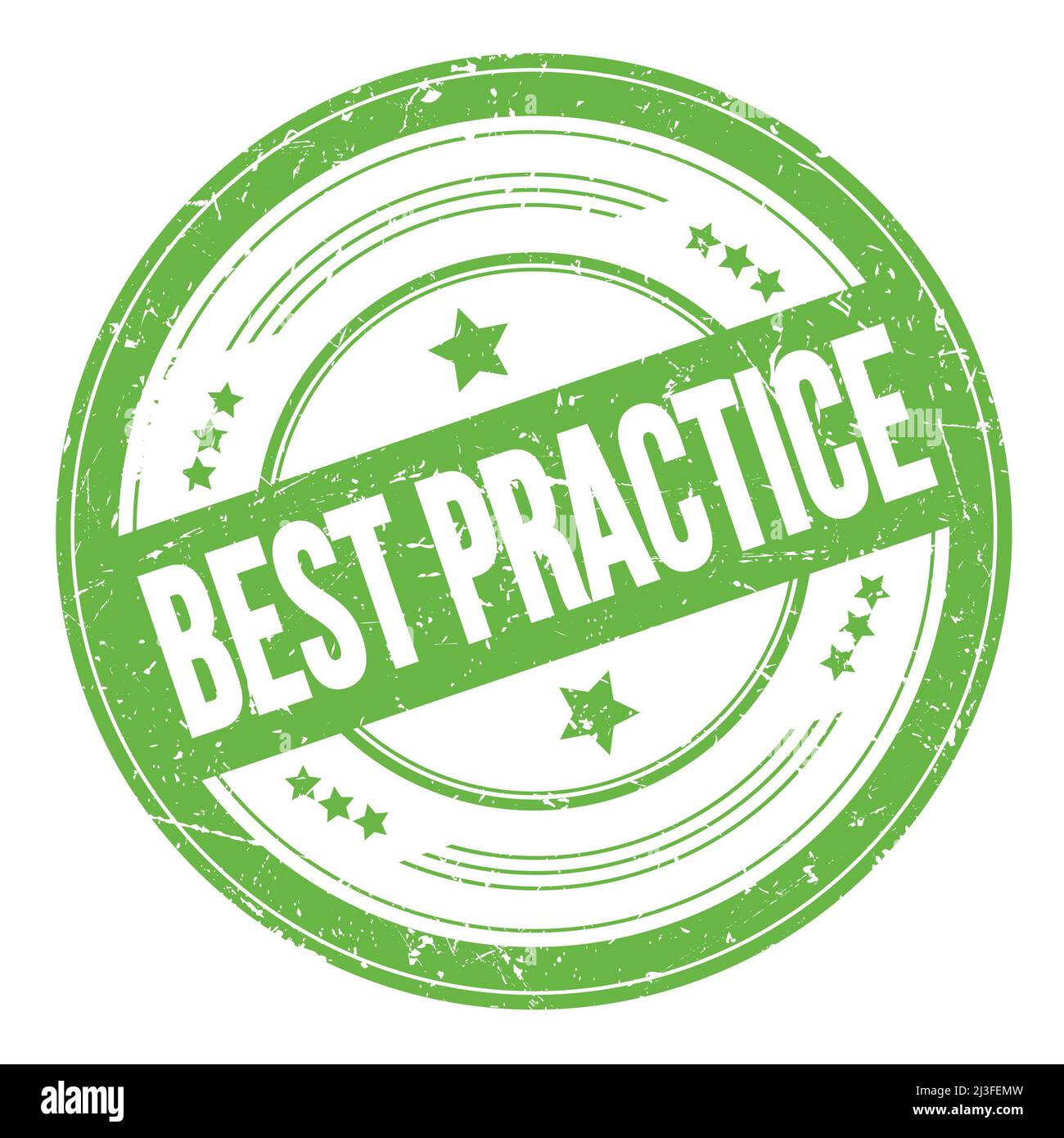 BEST PRACTICE text on green round grungy texture stamp Stock Photo - Alamy