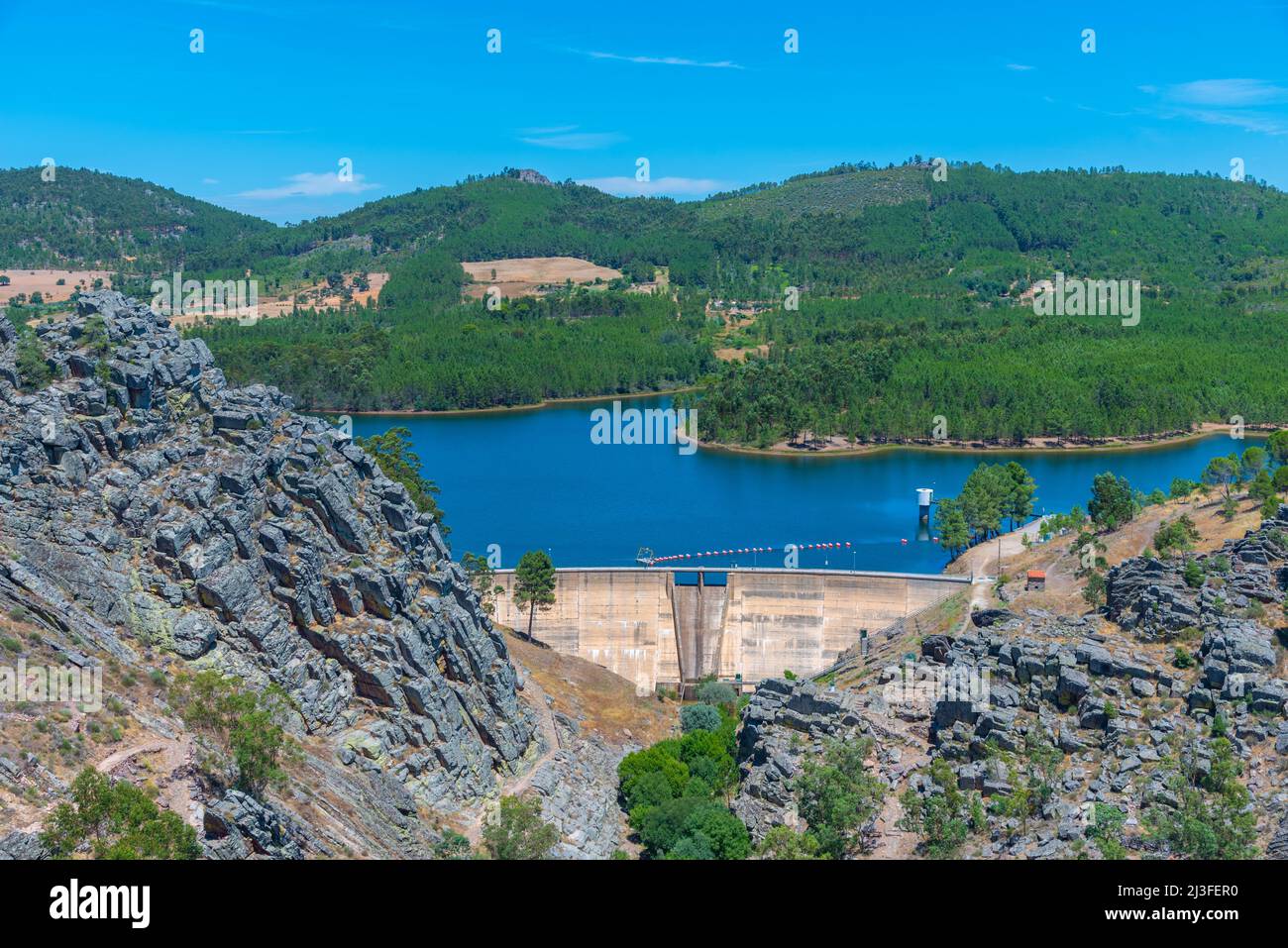 Aerial view of Penha Garcia water reservoir in Portugal Stock Photo - Alamy