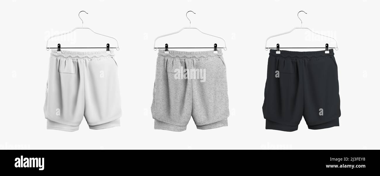 set of mockup templates for men's sports shorts with compression ...