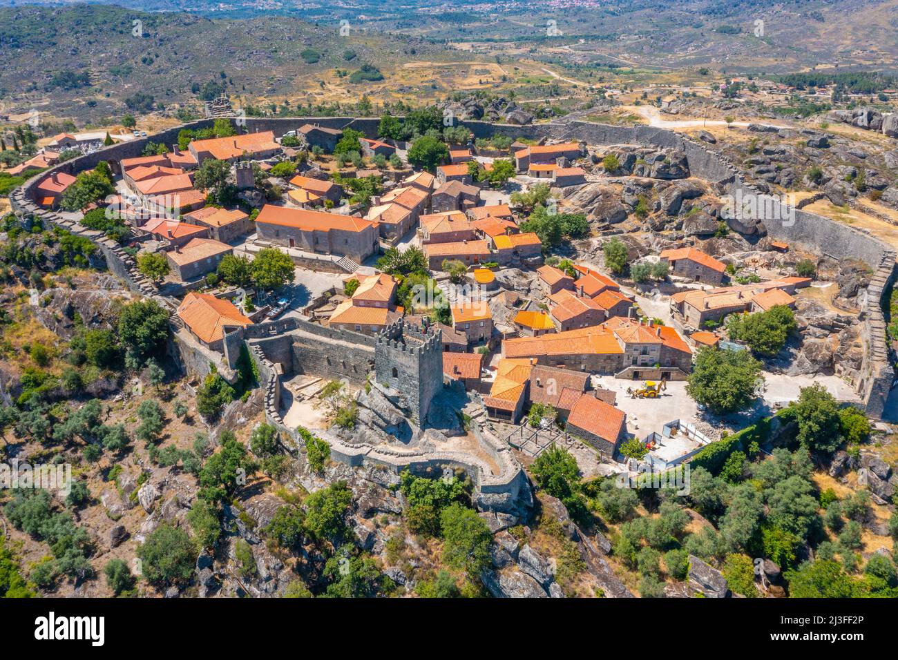 Aerial view of castle in Portuguese town Sortelha Stock Photo - Alamy