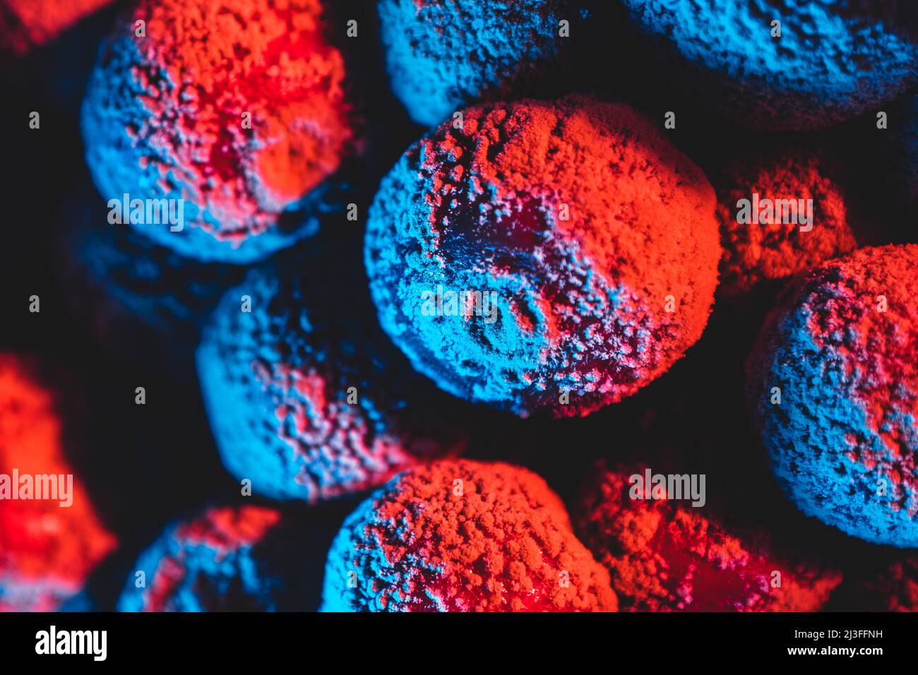 Mold cherry macro in blue light Stock Photo - Alamy