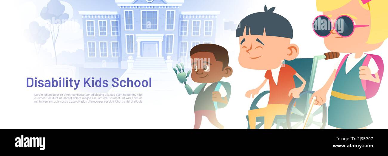Disability school banner. Education for kids with special needs and ...