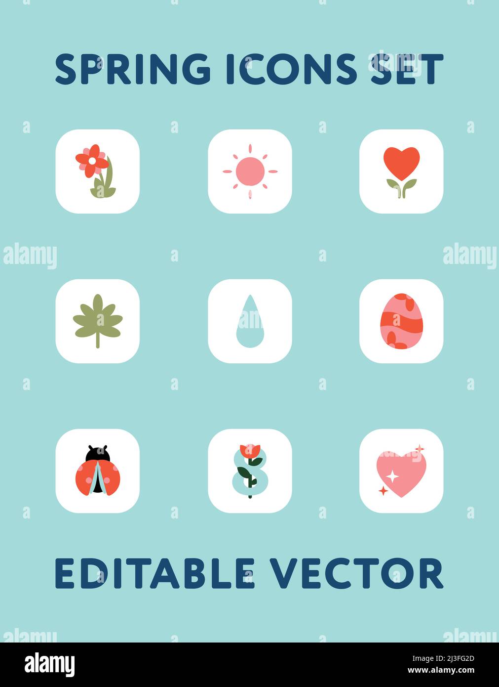 Spring icons vector app set. Simple easter flat designs. Group of ...