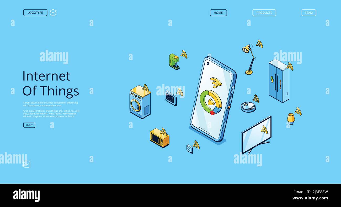 Internet of things isometric landing page. Iot technology, smart home ...