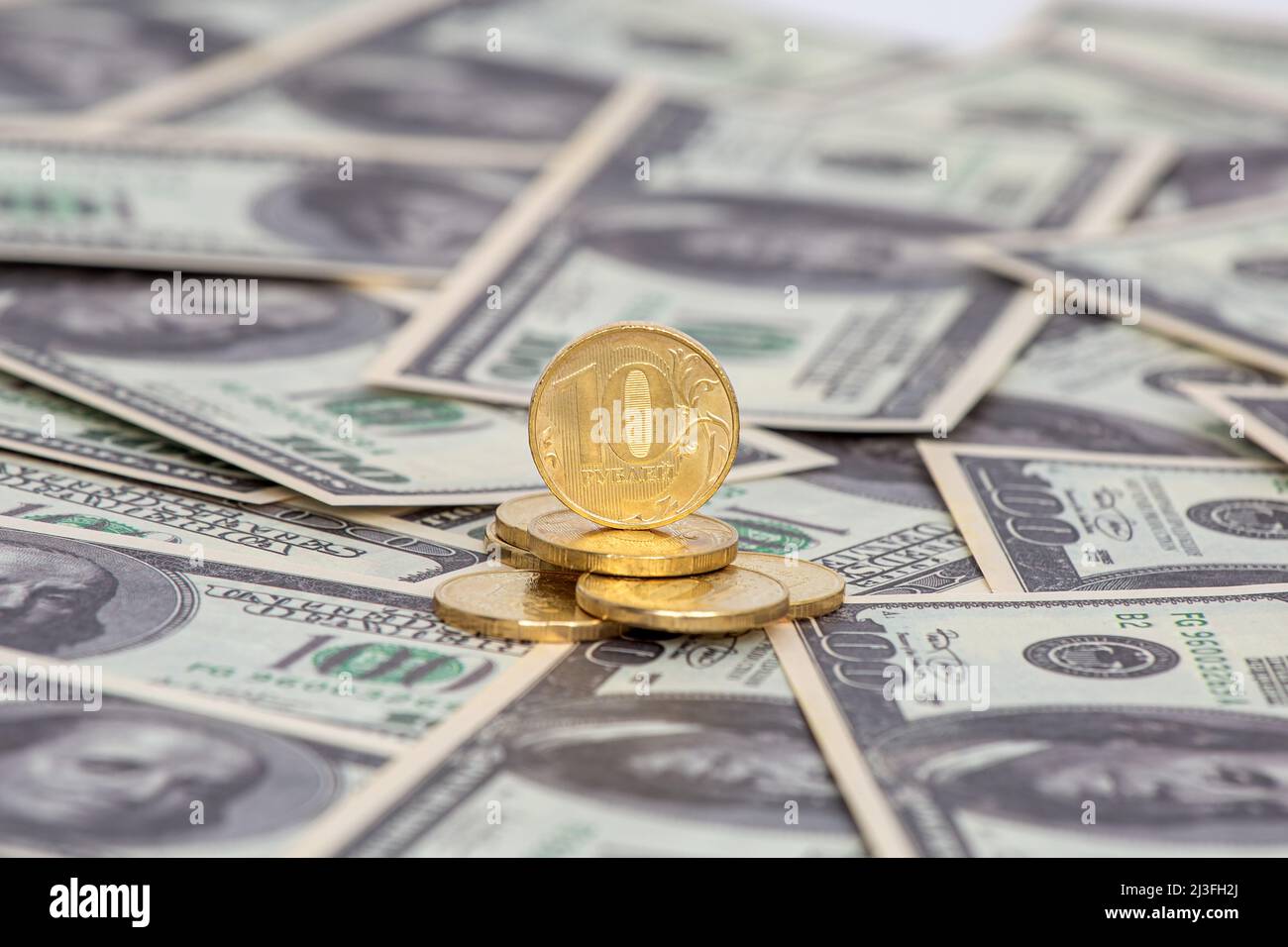 Russian rubles coins dollars hi-res stock photography and images - Alamy