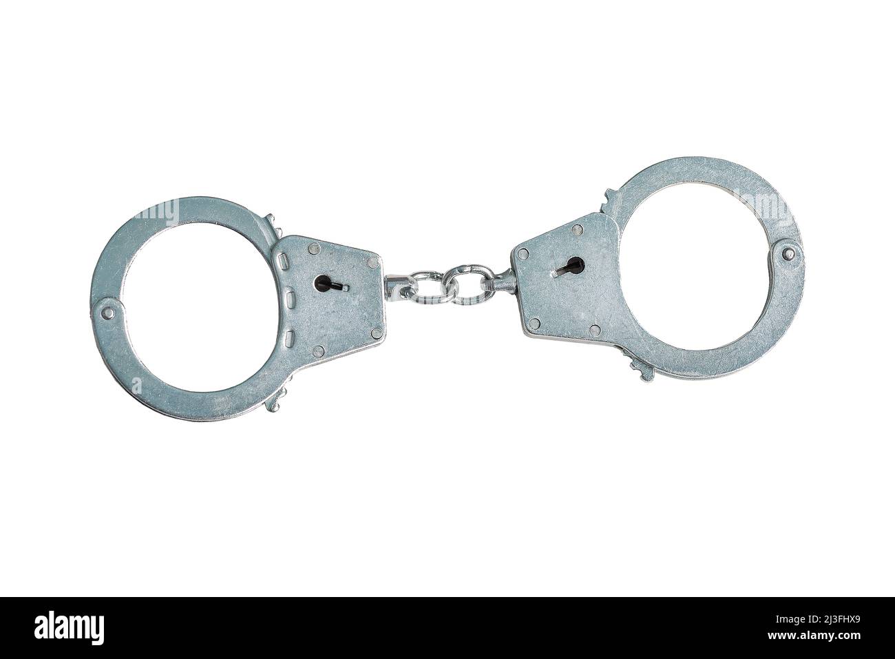 police chrome handcuffs isolated on white background Stock Photo - Alamy