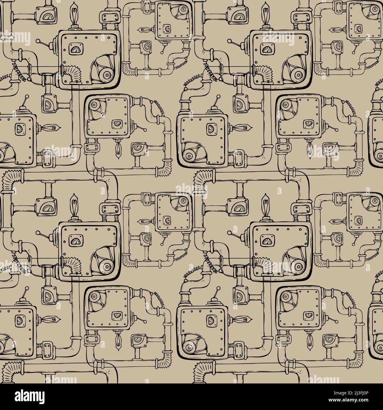 Steampunk Pipes Drawing