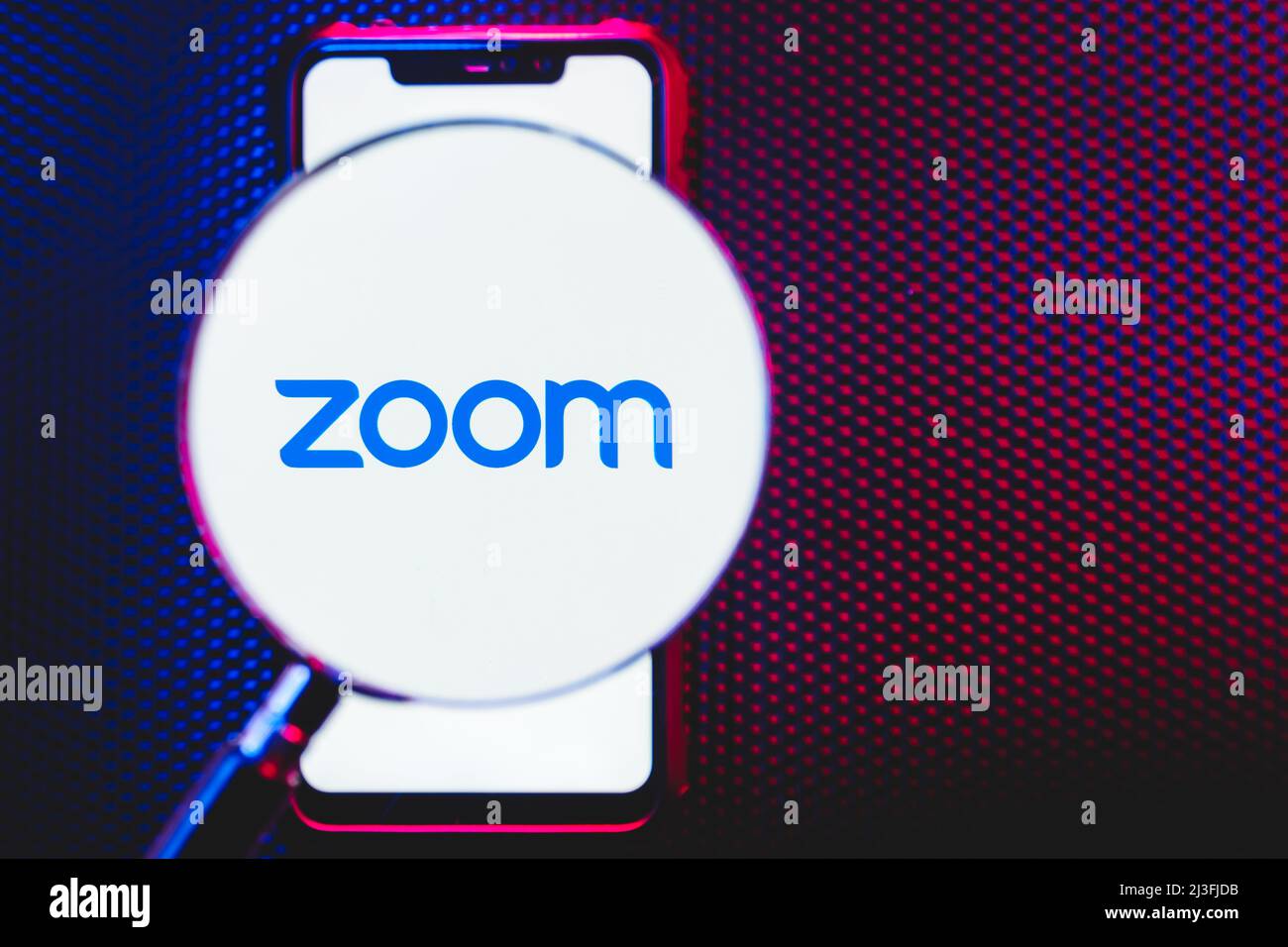 Zoom app logo on the screen smartphone closeup. Zoom Video ...