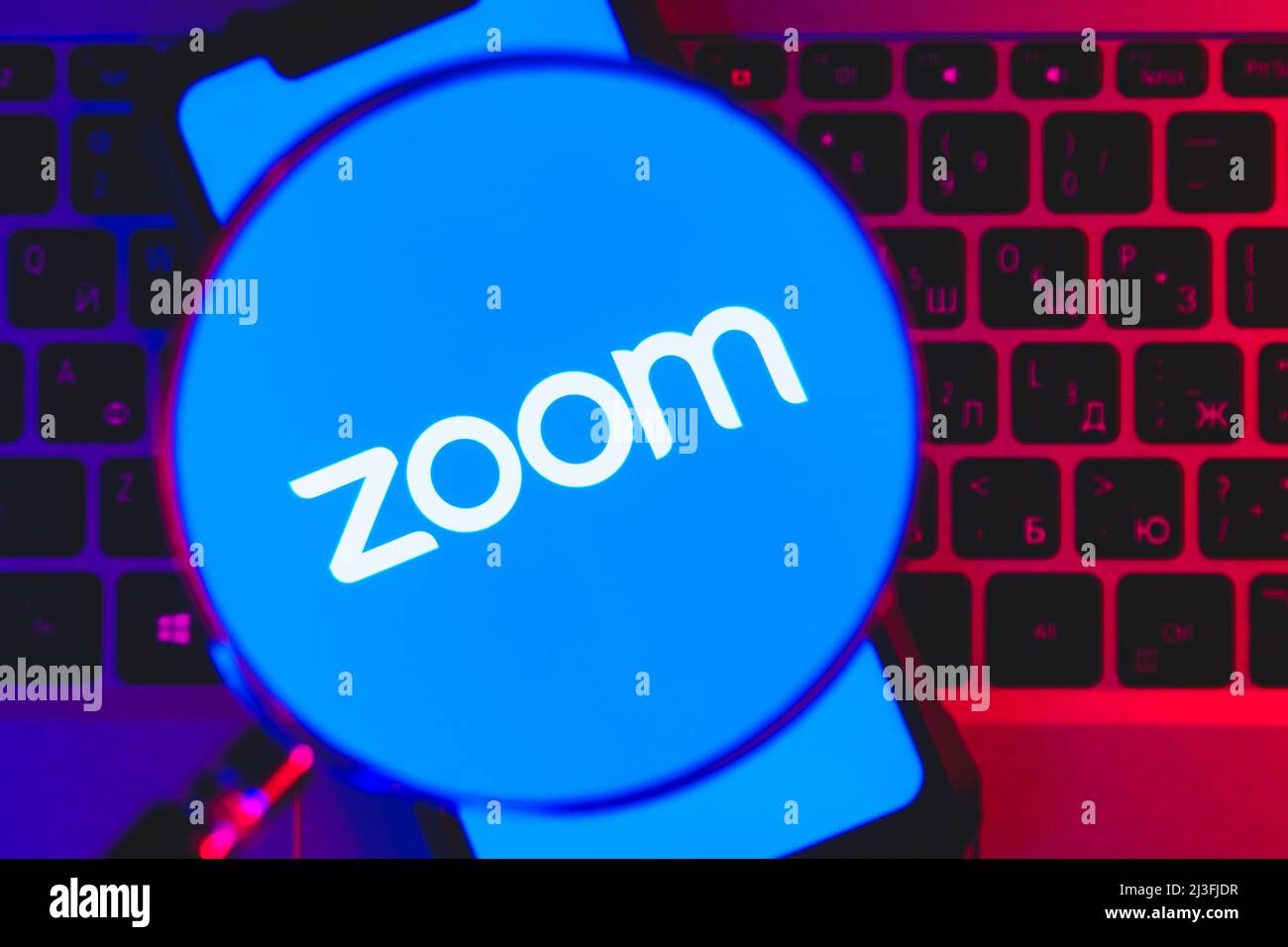 Zoom app logo on the screen smartphone closeup. Zoom Video ...