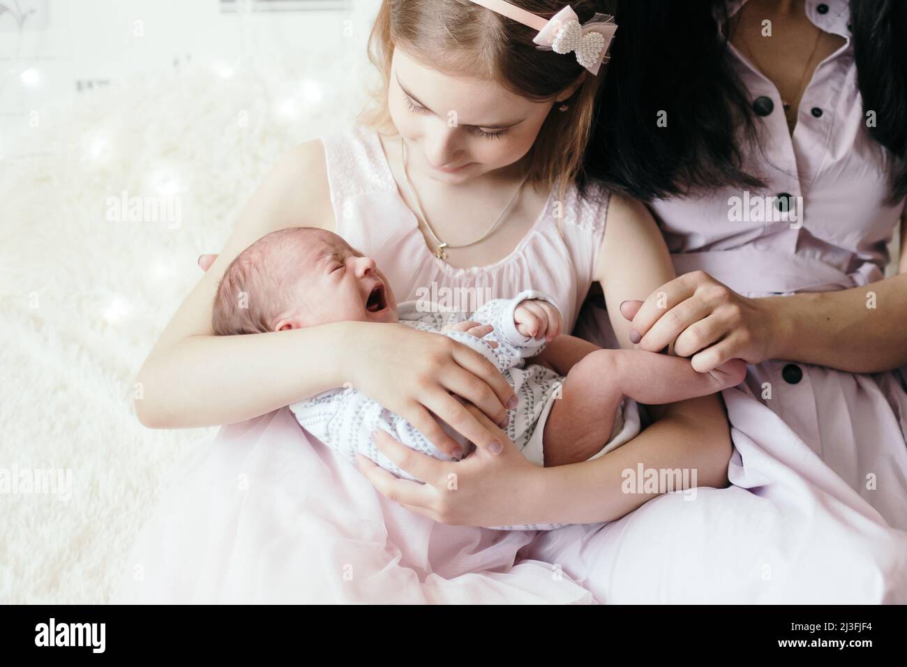 portrait of a happy family with three children. concept of a happy ...