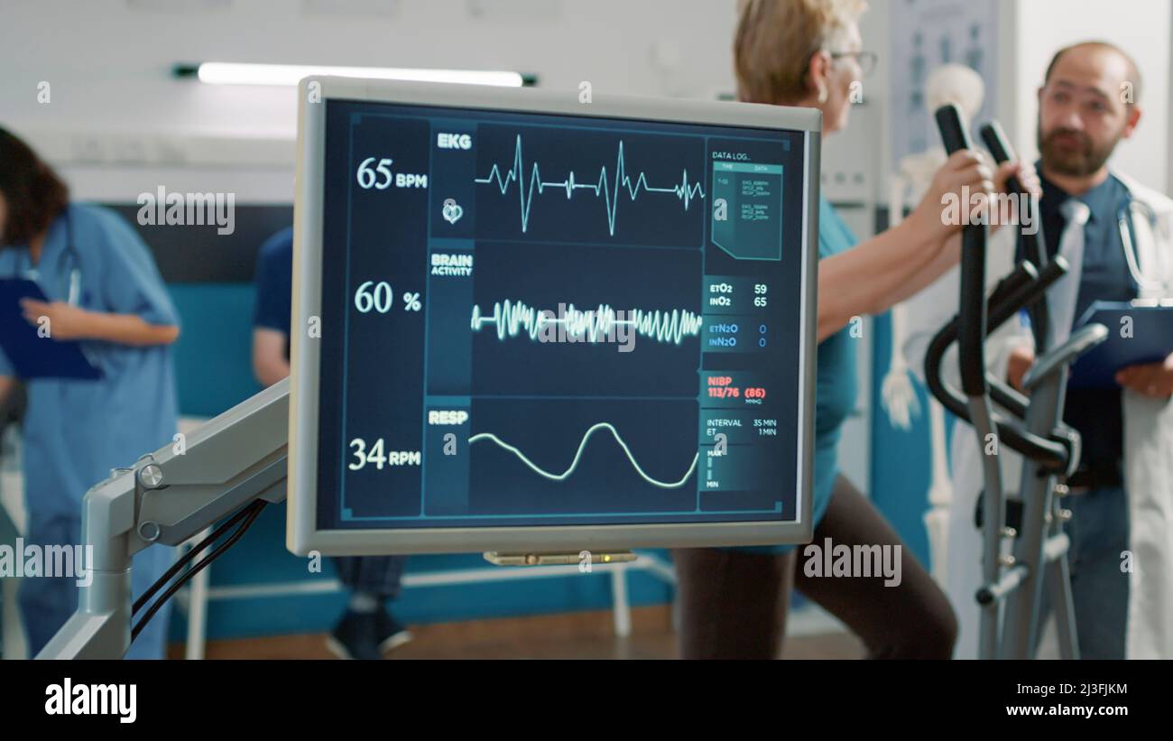 Heart rate monitor to measure heartbeat and pulse in rehab cabinet ...