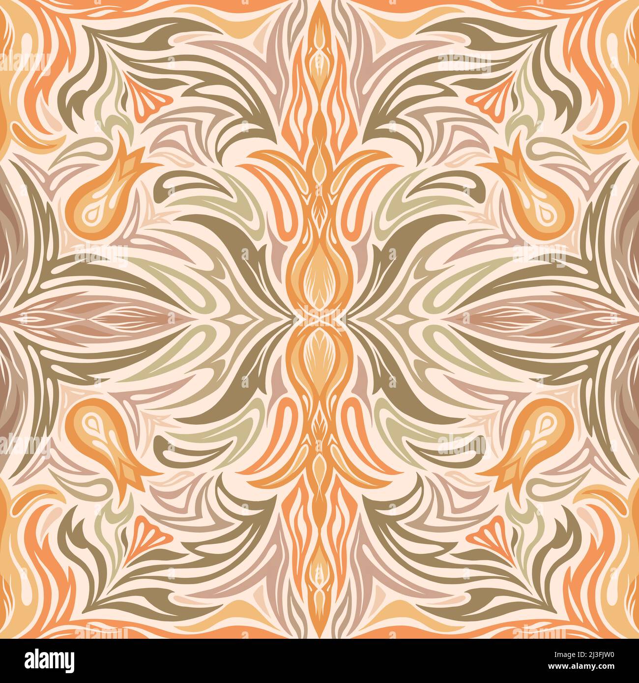 Seamless pattern with art nouveau ornaments. Abstract texture with ...
