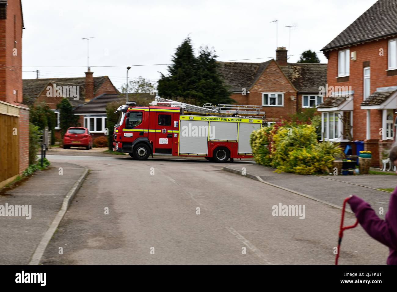 Fire Engine going out on call Hook Norton Oxfordshire England uk Stock ...