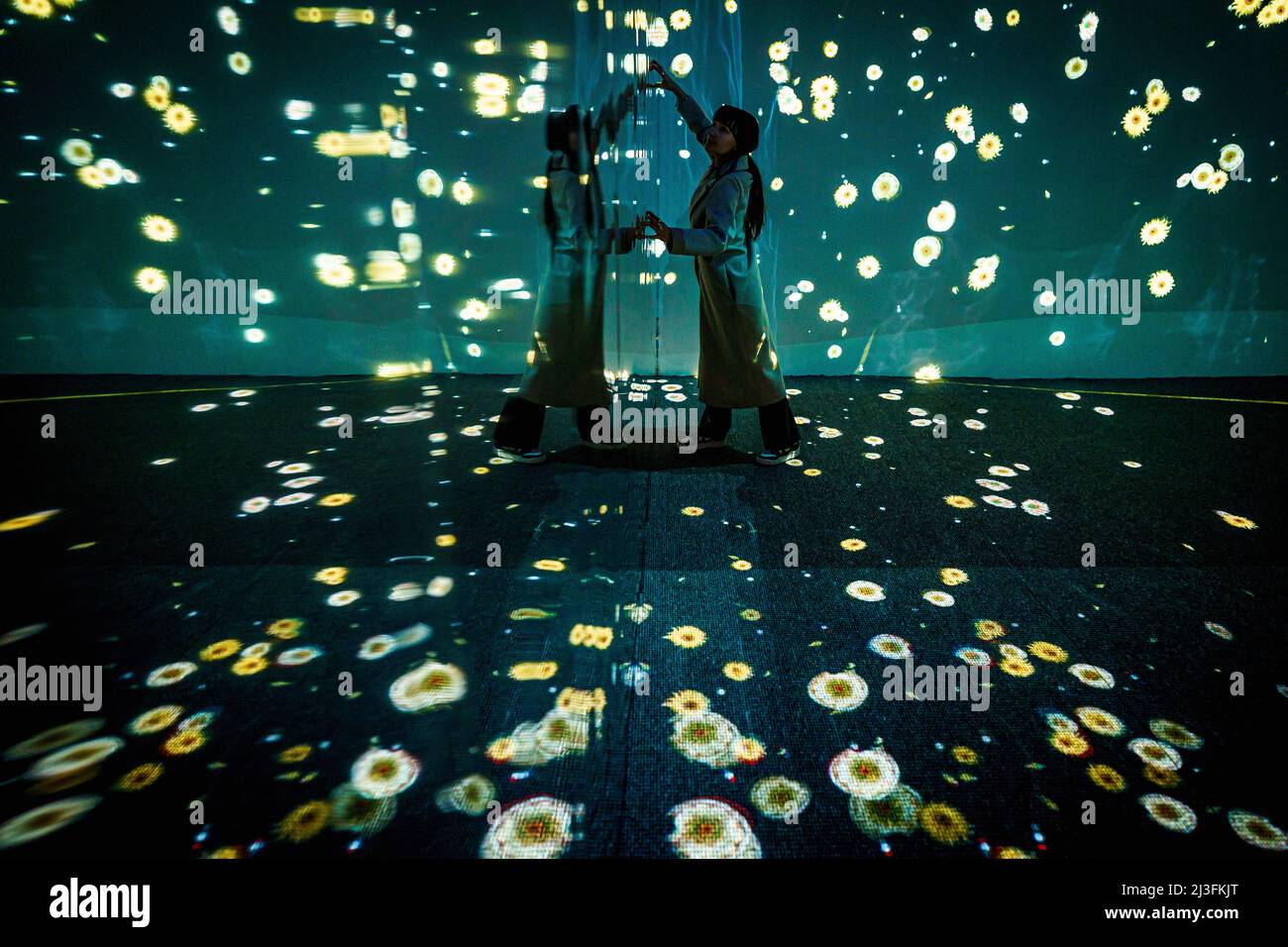 A mirror is checked inside a sunflower filled projection room at the ...