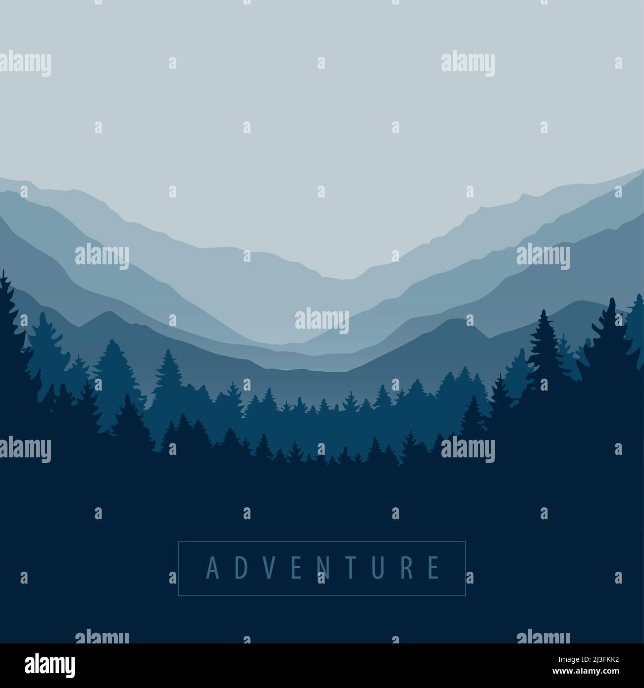 blue adventure forest and mountain landscape background Stock Vector ...