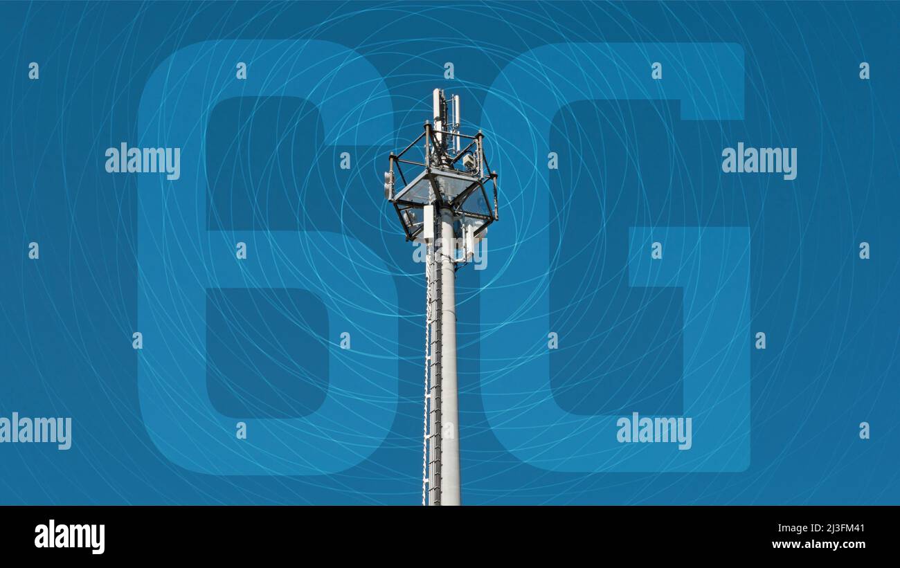Modern transmission mast with 6G Stock Photo - Alamy
